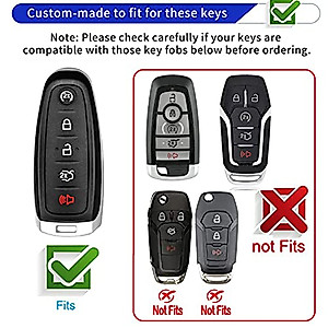 WENHENI for Ford Key Fob Cover Key Fob Shell with Keychain Fit for Ford CMAX Edge Escape Expedition Explorer Flex Focus Taurus Lincoln MKS MKT MKX Navigator Smart Key (White-A)