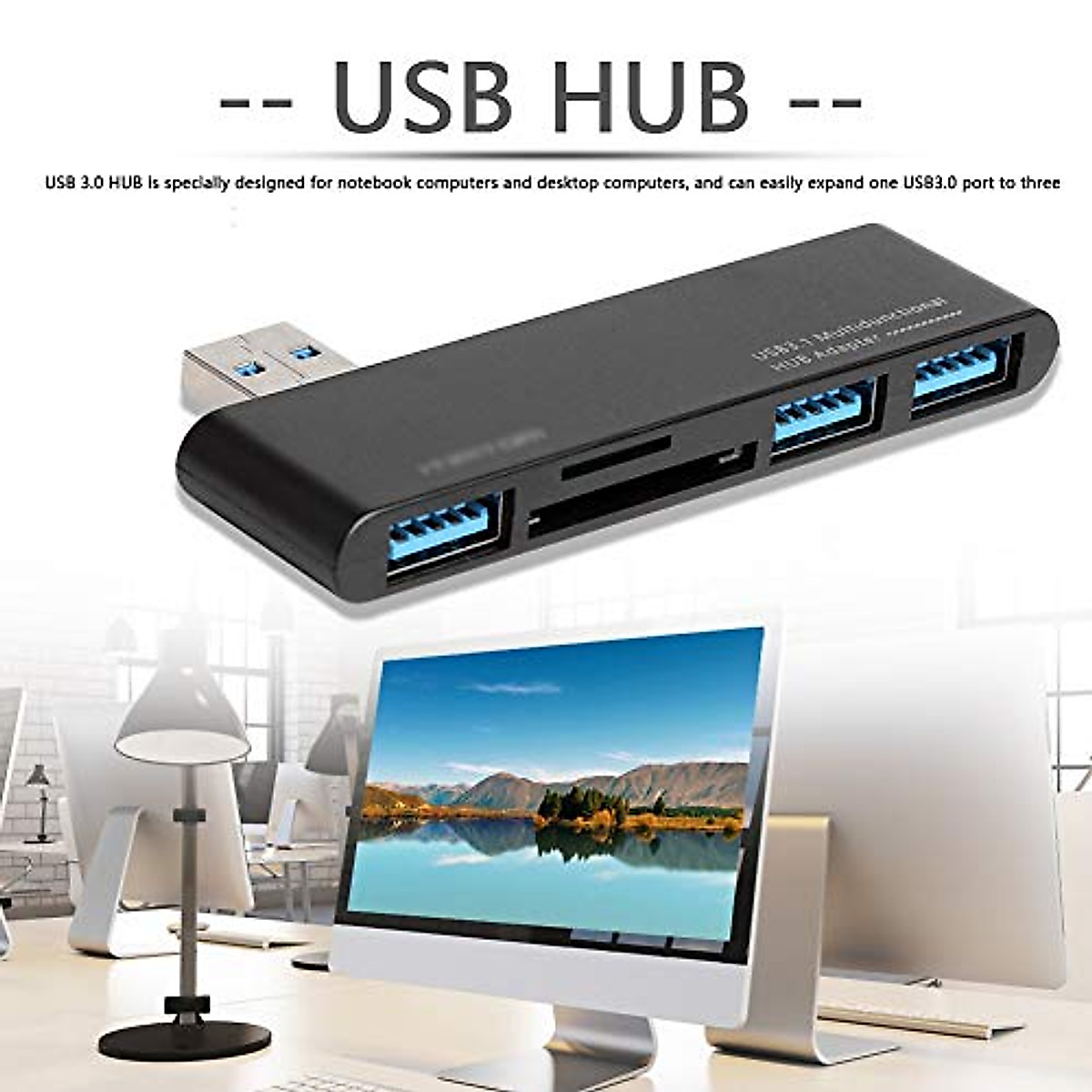 GPPZM Portable 5 in 1 USB 3.0 HUB Splitter Converter 5Gbps USB 3.0 for SD TF Card Reader Adapter for Desktop Laptop PC