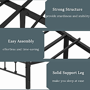 Yalemoll King-Size-Bed-Frame and-Headboard - 15 Inch High Metal Platform,No Box Spring Needed,Easy Assembly(Black)