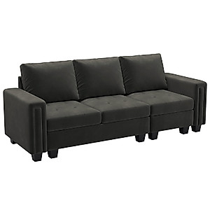 Belffin Velvet Modular Sofa Couch 3 Seater Sofa Couch for Living Room Grey