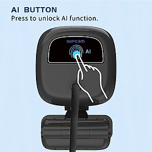 SUPCAM 4K Webcam, AI Auto Framing Webcam with Microphone and Speaker，Autofocus Lens，Adjustable Field of View，Light Correction，External Privacy Cover,Wide Compatibility