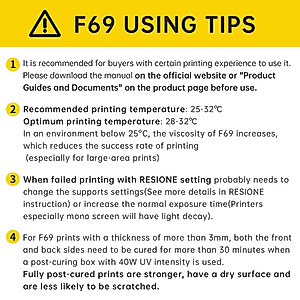 RESIONE F69 Flexible 3D Printer Resin, 405nm UV-Curing DLP LCD MSLA Resin Rubber Like TPU Like Photopolymer Resin for LCD Printing (F69-1kg)