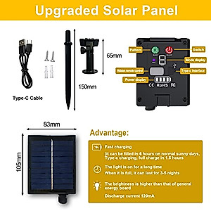 Fireworks Lights USB-C Charge 50 Copper Wire ,4 Pack Solar Garden Lights 200 LED Outdoor WaterproofRemote Control,8 Modes DIY Landscape Lights for Walkway Pathway Backyard Lawn(White)