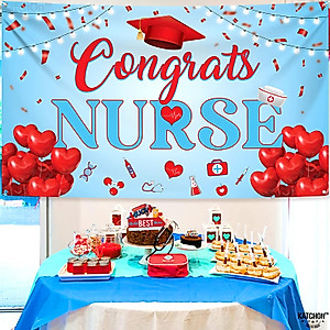 KatchOn, Congrats Nurse Banner Red and Blue - 72x44 Inch | Nurse Graduation Banner, Nursing Graduation Decorations Class Of 2024 | Congrats Nurse Party Decorations, Nursing Graduation Party Supplies