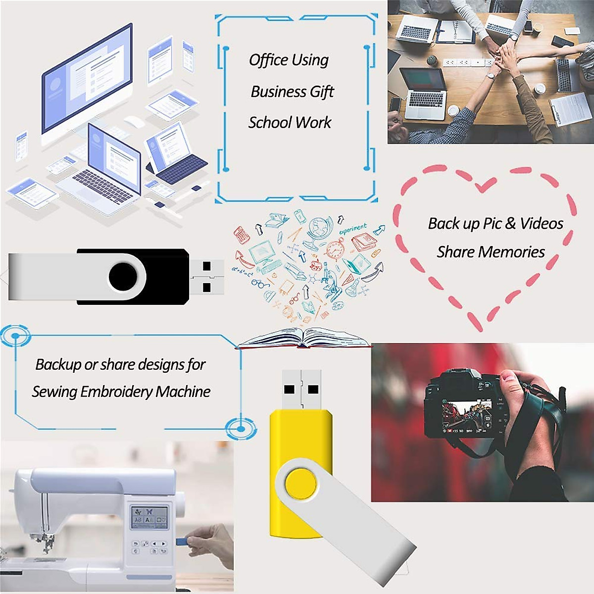 4GB Flash Drive 10 Pack FEWINA Multipack USB Drive 4 GB Memory Stick USB 4GB Jump Drives 4 Gig Zip Drive Pendrive for Data Storage (Multi-Color with 10 Lanyards)