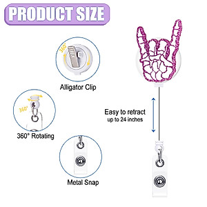 Halloween Badge Reel Retractable with ID Clip Acrylic Skull Hand Badge Holder Holiday Gift, for Nurse Student Teacher Office Name Tag Badge Clip