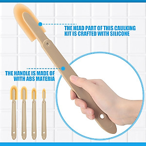 Gisafai 4 Size Set Rubber Caulking Tool Silicone Caulking Caulk Finishing Tool Caulking Kit Caulking Tips Set Caulk Applicator Tool with ABS Handle Grip for Brick Skirting Kitchen Bathroom