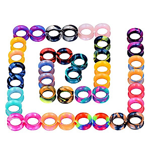 Longbeauty 40PCS Soft Silicone Ear Gauges Flesh Tunnels Plugs Stretchers Expander Camouflage Pattern Ear Piercing 2g-16mm