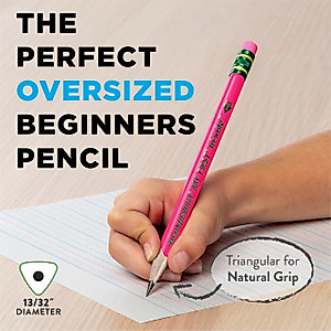 Ticonderoga My First Tri-Write Wood-Cased Pencils, Neon Colors, 12 Count (X13012)