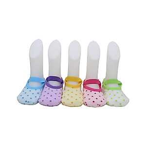 Kisgyst 5 Pairs Baby Girls Toddler Cartoon Dots Anti Slip Skid Foot Socks No-Show Crew Cotton Socks Sneakers 10-30 Months