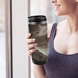 DWVSFJM Paris Eiffel Tower Insulated Tumbler Stainless Steel Double Wall Vacuum Travel Mug Insulated Metal Mug Large Capacity Car Cup Reusable Coffee Cup with Lid Gifts