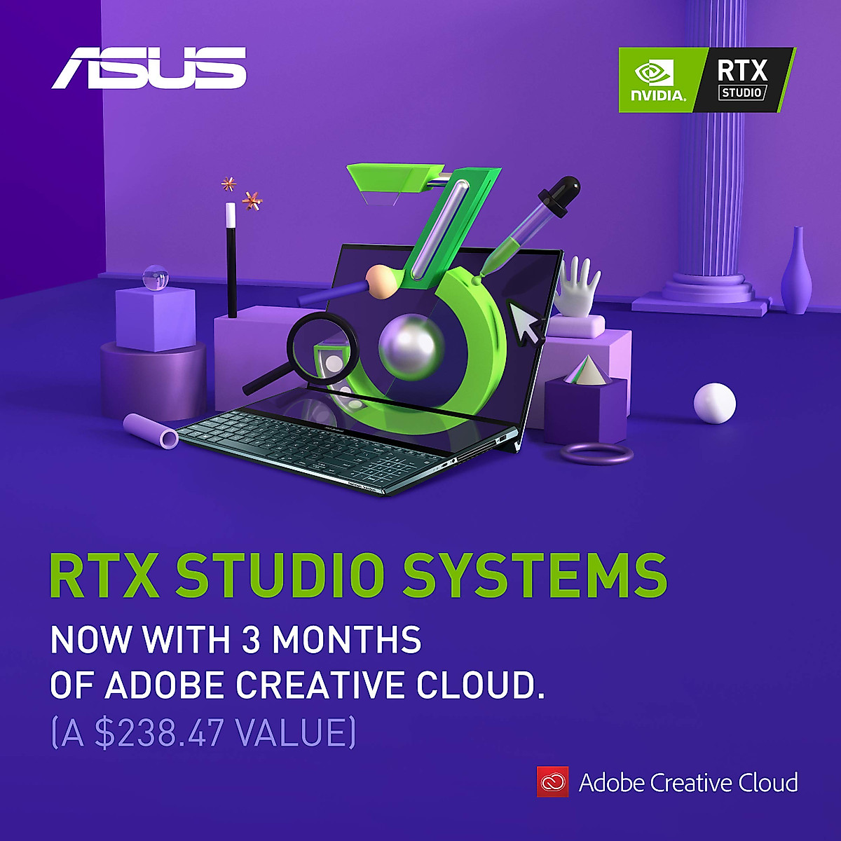 ASUS ZenBook Pro Duo UX581 15.6” 4K UHD NanoEdge Bezel Touch, Intel Core i9-9980HK, 32GB RAM, 1TB PCIe SSD, GeForce RTX 2060, Innovative ScreenPad Plus, Windows 10 Pro - UX581GV-XB94T, Celestial Blue