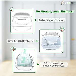 Drawstring Litter Box Liners Compatible with Robot, Heavy Duty Self-Cleaning Litter Boxes Waste Drawer Liners Replacement Bags (50pcs)