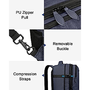 Carry on Backpack, Airline Approved 45L Travel Backpack with 3 Packing Cubes for Men Women, Water Resistant Expandable Overnight Weekender Luggage Daypack Suitcase Duffel Bag, Gift for Travelers, Blue