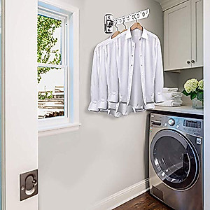 ASHOP Laundry Hangers Wall Mount Clothes Hanger Rack Laundry Room Clothes Hanger Wall Mounted Clothes Rack Stainless Steel Clothes Hooks with Swing Arm Laundry Hanger Dryer Rack Folding Hanger 2 Pack