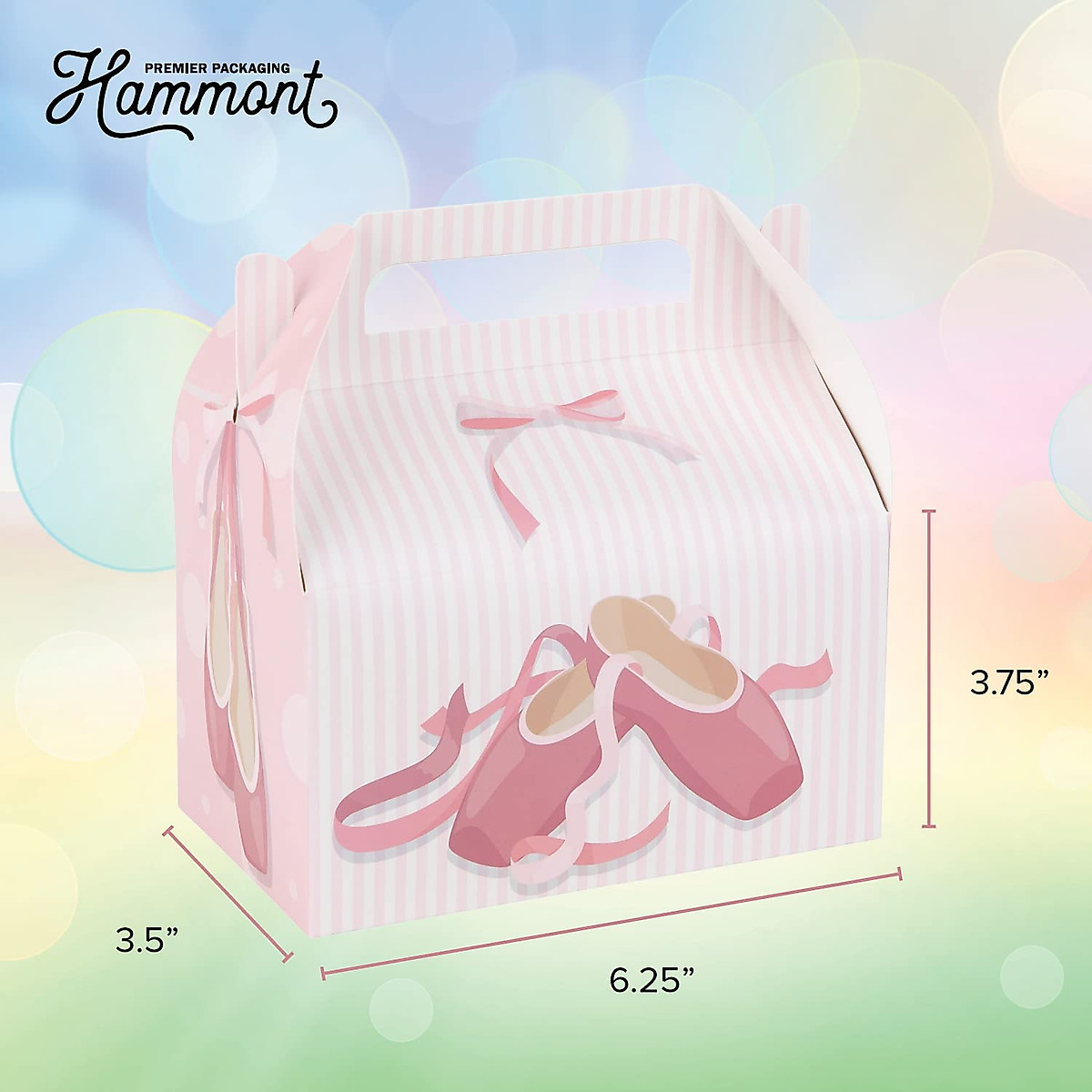 Hammont Ballerina Party Favor Treat Boxes - 10 Pack - Baby Shower & Girls Birthday Décor- Ballerina Gable Boxes, Cookie Box for Gift Giving, Princess Ballerina Party Decorations - 6.25x3.75x3.5 Inches