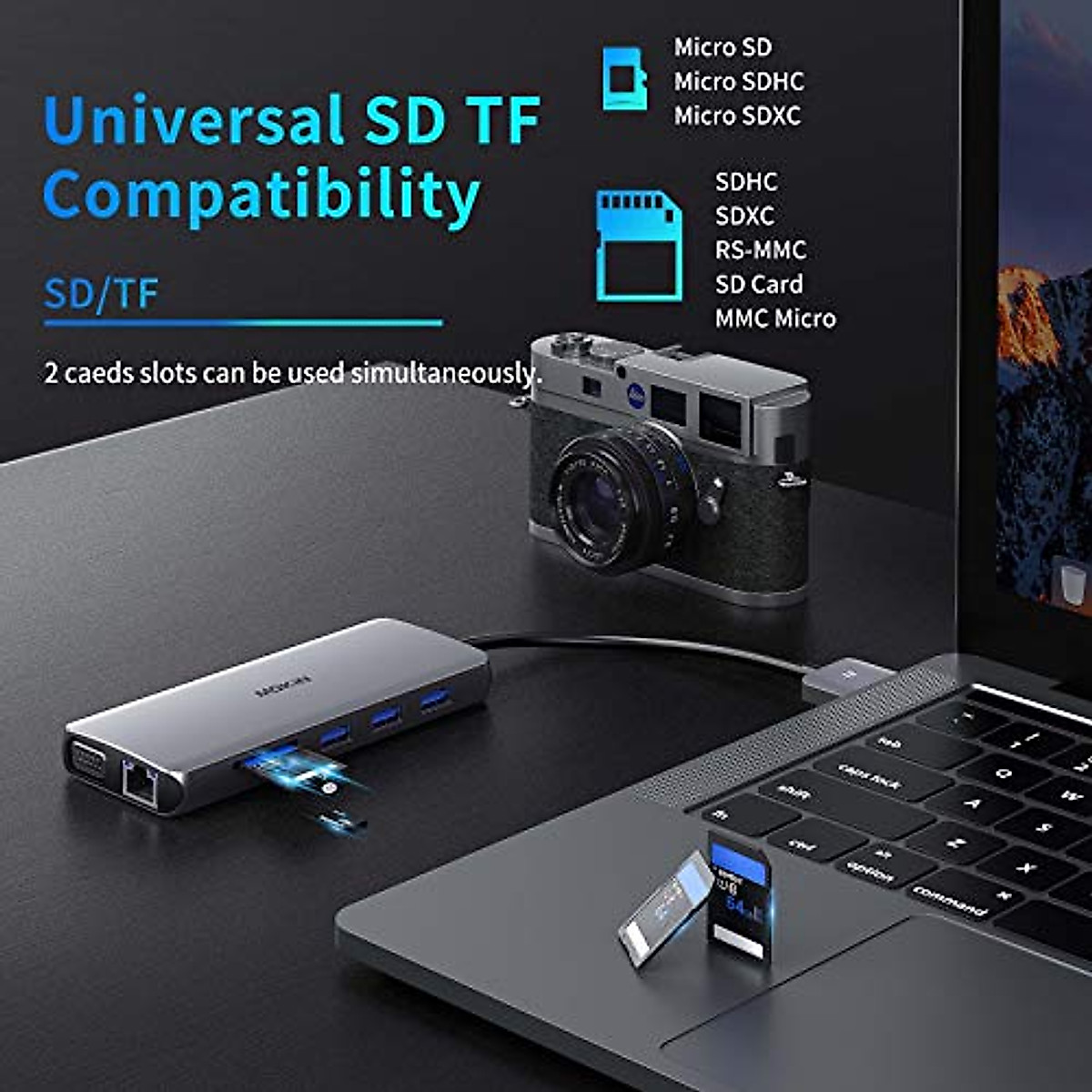 MacBook Pro Docking Station Dual Monitor HDMI Adapter,12 in 1 USB C Adapters for MacBook Pro Air Mac HDMI Dock Dongle Dual USB C to Dual HDMI VGA Ethernet AUX 4USB SD/TF100W PD
