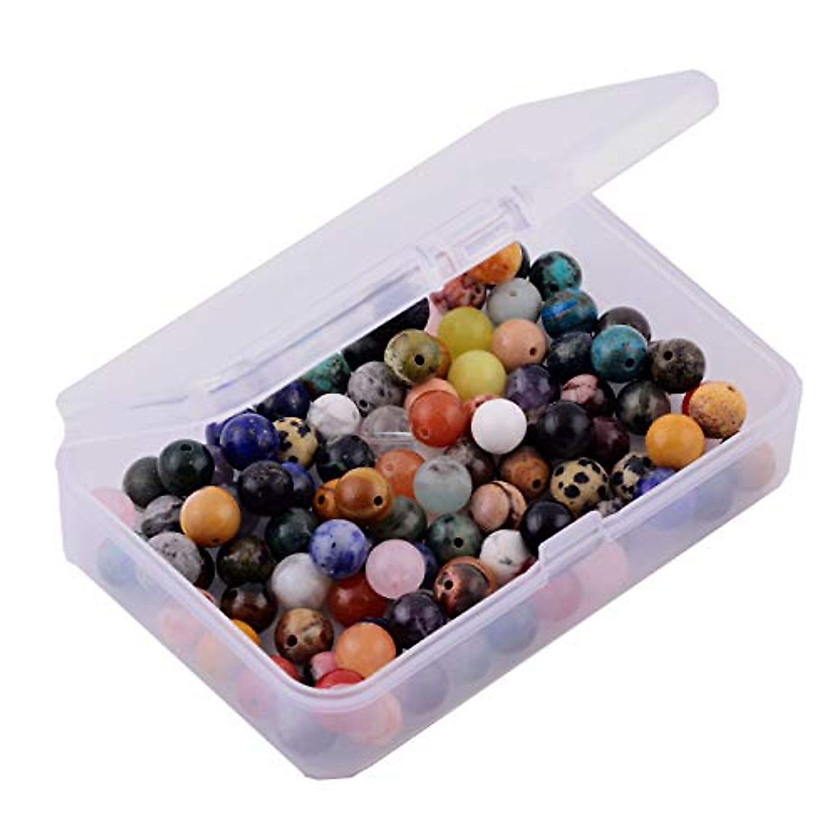 Natural Stone Beads 100pcs Round Genuine Real Stone Beading Loose Gemstones Hole Size 1mm DIY Smooth Bead for Bracelet Necklace Earrings Jewelry Making (Natural Stone Beads Multicolor, 8mm)