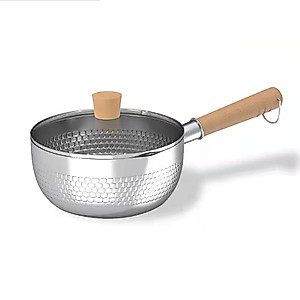 Scizorito 304 Stainless Steel Saucepan, Solid wood anti-scalding handle with hook, Multipurpose Sauce Pan with Pour Spouts, Sauce Pot, Cooking Pot (1.7 Quart/2.2Quart/3.0Quart) (8.67 Inch 3Quart)