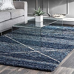 nuLOOM Hand Tufted Trellis Vito Shag Area Rug, 7' 6" x 9' 6", Blue