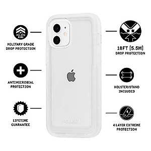 Pelican - VOYAGER Series - Case for iPhone 12 Mini (5G) - Military Drop Protection - Holster - 5.4 Inch - Clear
