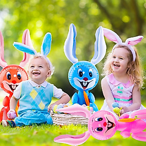 Sonarun 9 Pieces Inflatable Easter Bunny 23 Inch Easter Inflates Rabbits Outdoor Party Decorations for Easter Egg Hunt Supplies Bunny Themed Party Favors