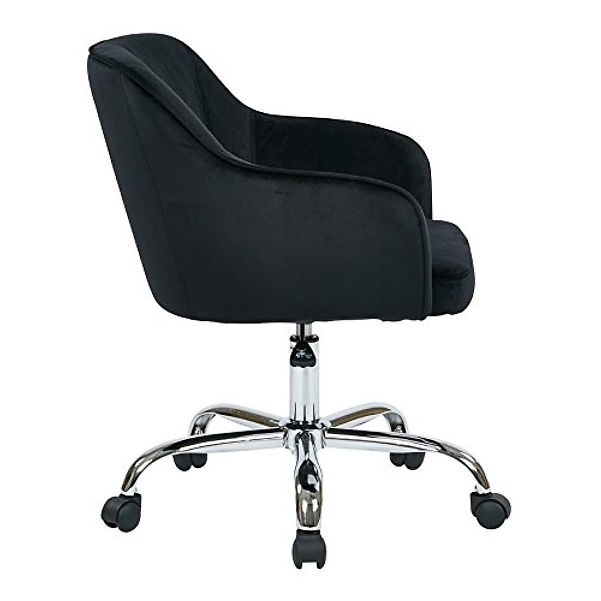 OSP Home Furnishings Bristol Chrome Base Upholstered Task Chair, Black Velvet