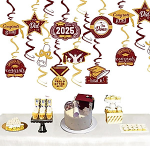 Graduation Party Decorations 2023 Maroon Gold FSU Graduation Graduation Party Supplies Accessories Burgundy Gold Hanging Swirls 15pcs Class of 2023 Maroon Gold for Background Ceiling Home Classroom Graduation Decorations