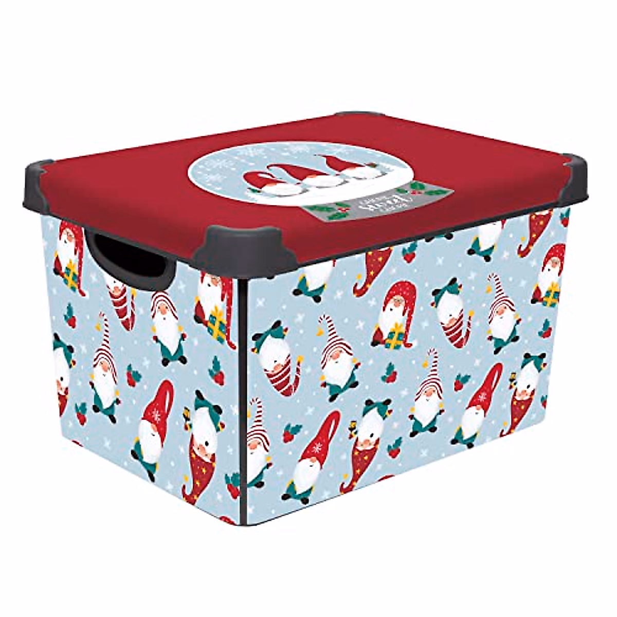 Simplify “Gnome Sweet Gnome Design Storage Bin | Christmas Tote | Holiday Décor Decorations Organizer | Lidded | Stackable | White