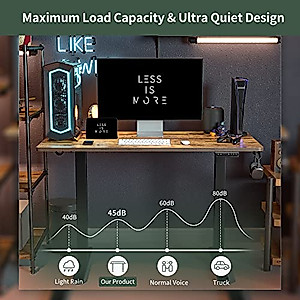 FEZIBO Height Adjustable Electric Standing Desk, 48 x 24 Inches Stand up Table, Sit Stand Home Office Desk with Splice Board, Black Frame/Rustic Brown Top