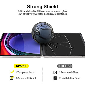 SPARIN 11 inch Screen Protector for Samsung Galaxy Tab S9 FE/Tab S9/ Tab S8/ Tab S7, 3 Pack 9H Tempered Glass Compatible with S Pen, Anti-Scratches and Case Friendly