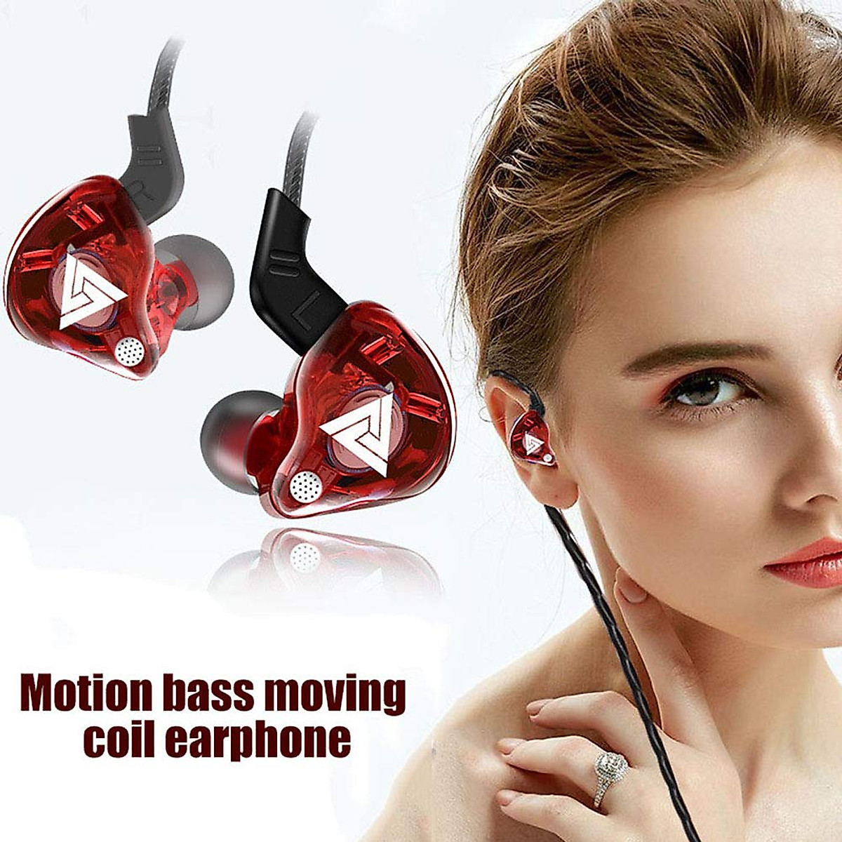 OCUhome Earbuds, Earbud Headphones with Microphone, QKZ AK6 Universal 3.5mm Sports in-Ear HiFi Sound Earphones for Phones Tablet Red