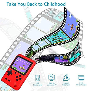 Tlsdosp Retro Handheld Game Console, Portable Retro Video Game Console with 400 Classical FC Games, 3.0-Inch Screen. Storage Bag. 1020mAh Rechargeable Battery Support for Connecting TV and Two Players