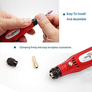 CHEW STEEL TOOLS 3.6V Li-on Cordless Rotary Tool - Three-Speed with 31-Piece Rotary accessory Kit, USB Charging Cable, Collet Size 3/32-inch(2.3mm) - Perfect for Small Light Jobs