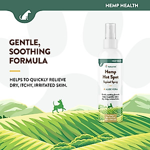 NaturVet Hemp Hot Spot Spray with Aloe Vera for Dogs, 12 oz Liquid, Made in The USA