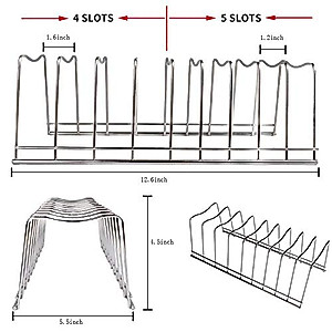 GERUSEA Pot Lid Holder, Stainless Steel Kitchen Organizer Rack Rest, Storage Cutting Boards, Bakeware, Pots & Pans, Serving Trays, Reusable Containers in Cabinet Pantry on Countertop