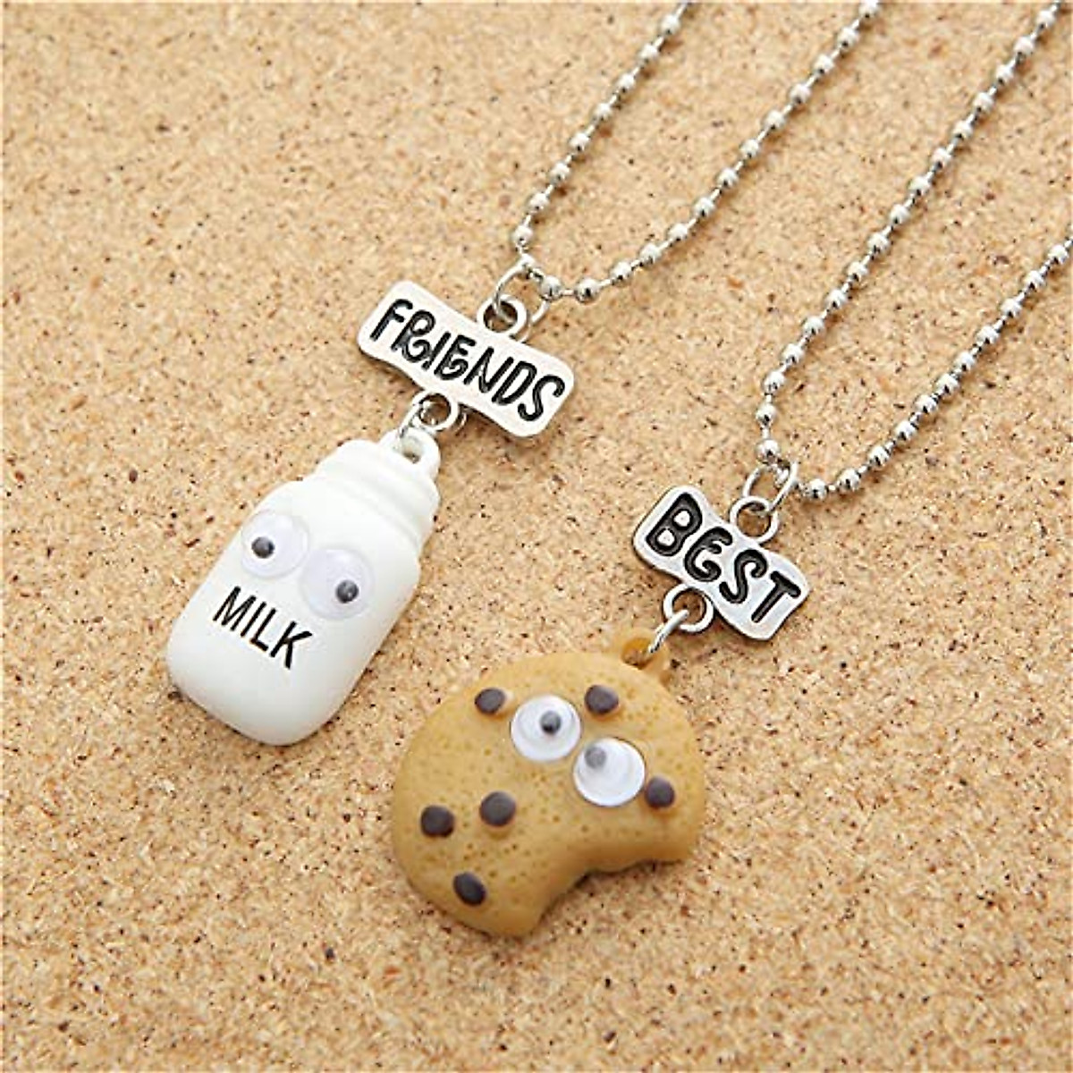 Best Friend Friendship Necklace for Women Men Cute Milk Cookie Pendant Necklace BFF Necklace for 2 Teen Girls Boys Birthday Gift Jewelry