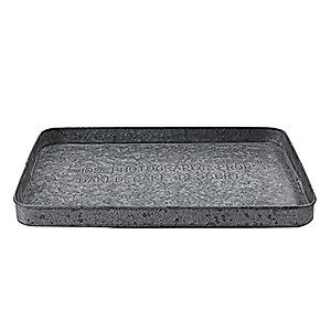 Rectangular Galvanized Metal Tray Vintage Bathroom Storage Home Decorative Centerpiece Table,Farmhouse Look Rustic Accessories