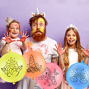 30 Pack Unicorn Party Favors Punch Balloons Large Punching Ball Latex Balloons with Rubber Band Handle for Kids Birthday Party Supplies