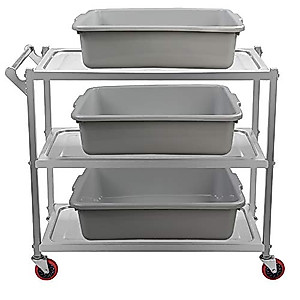 Ggbin Plastic Dish Tubs, Commercial Bus Box/Wash Basin Tote Box, 3-Pack(Grey, 13L)