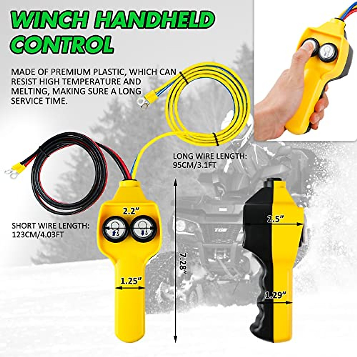 STEGODON 2500 lb. ATV/UTV Electric Winch, 12V Waterproof Steel Cable Winch,Electric Winch with Wired Remote for ATV UTV Towing, Boat, Off-Road