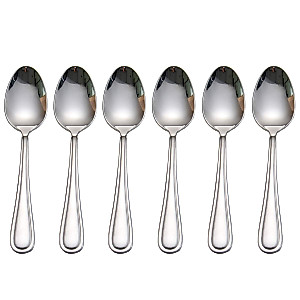 Faderic Tea Spoons Set of 6, Dessert Coffee Spoon Flatware Stainless Steel Mirror Polishing 6.29-Inch Silver
