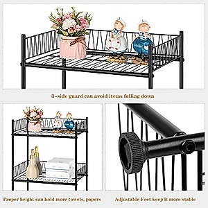 OYEAL Bathroom Shelves Freestanding Bathroom Towel Storage 4 Tier Wire Shelving Unit with Guard Bathroom Shelf Organizer Standing for Pantry Kitchen Laundry Room Organization, Black