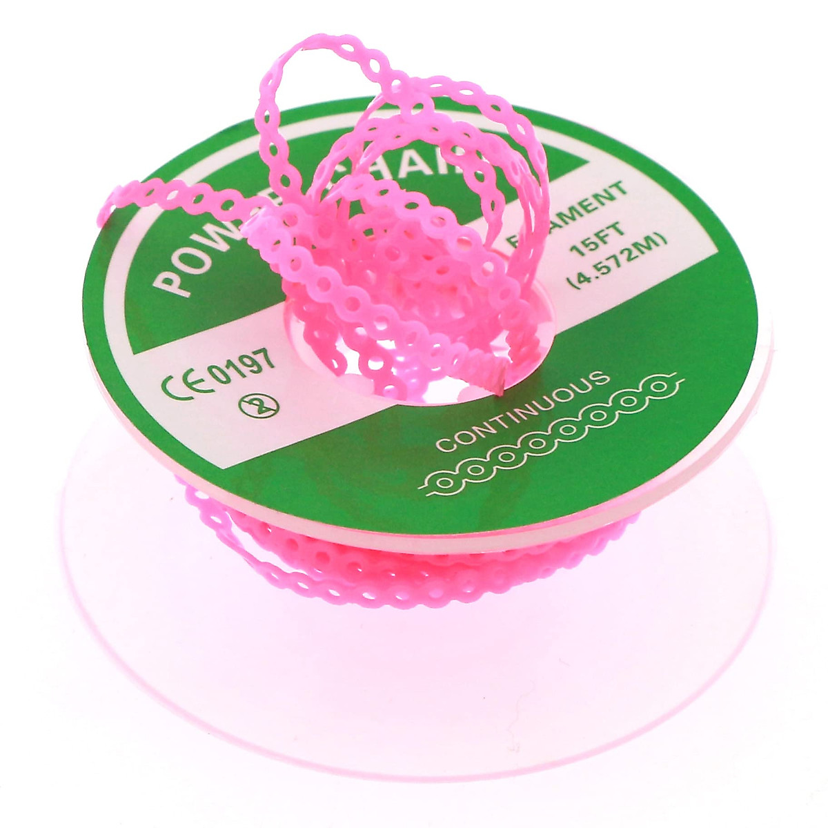 Orthodontic Braces Rubber Chains Power Chains, Dental Rubber Chains Power Chains for Braces,Orthodontic Spool Elastic Rubber Band C/S/L 4.5M (C,Pink)