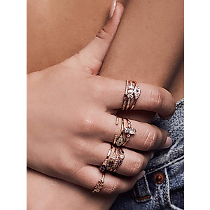 MEVECCO Gold Cubic Zirconia Blue Evil Eye Stacking Ring,14K Gold Plated Dainty Sapphireblue Colored Band Stackable Rings