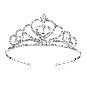 Lovelyshop Rhinestone Crystal Tiara-Wedding Bridal Prom Birthday Pegeant Prinecess Crown (Heart-1 Pack