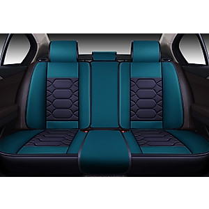 OASIS AUTO Car Seat Covers Premium Waterproof Faux Leather Cushion Universal Accessories Fit SUV Truck Sedan Automotive Vehicle Auto Interior Protector Full Set (OS-004 Teal Blue)