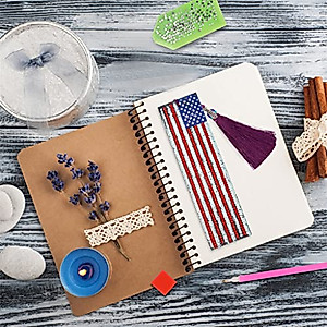 MWOOT 2 Pcs American Flag 5D Diamond Art Painting DIY Bookmarks, Marcadores Libro Pintura Diamantes Leather Tassel Bookmark, Statue of Liberty Beaded Book Marks for Independence Day July Fourth Gift
