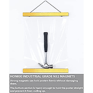 Magnetic Poster Hanger Frame 16 Inch Wide, Gold, Strong Magnet, Premium Wood and Quick Assembly, Wall Hanging Wooden Frame for Posters, Scroll, Picture, Print, 16x20 16x24 16x18