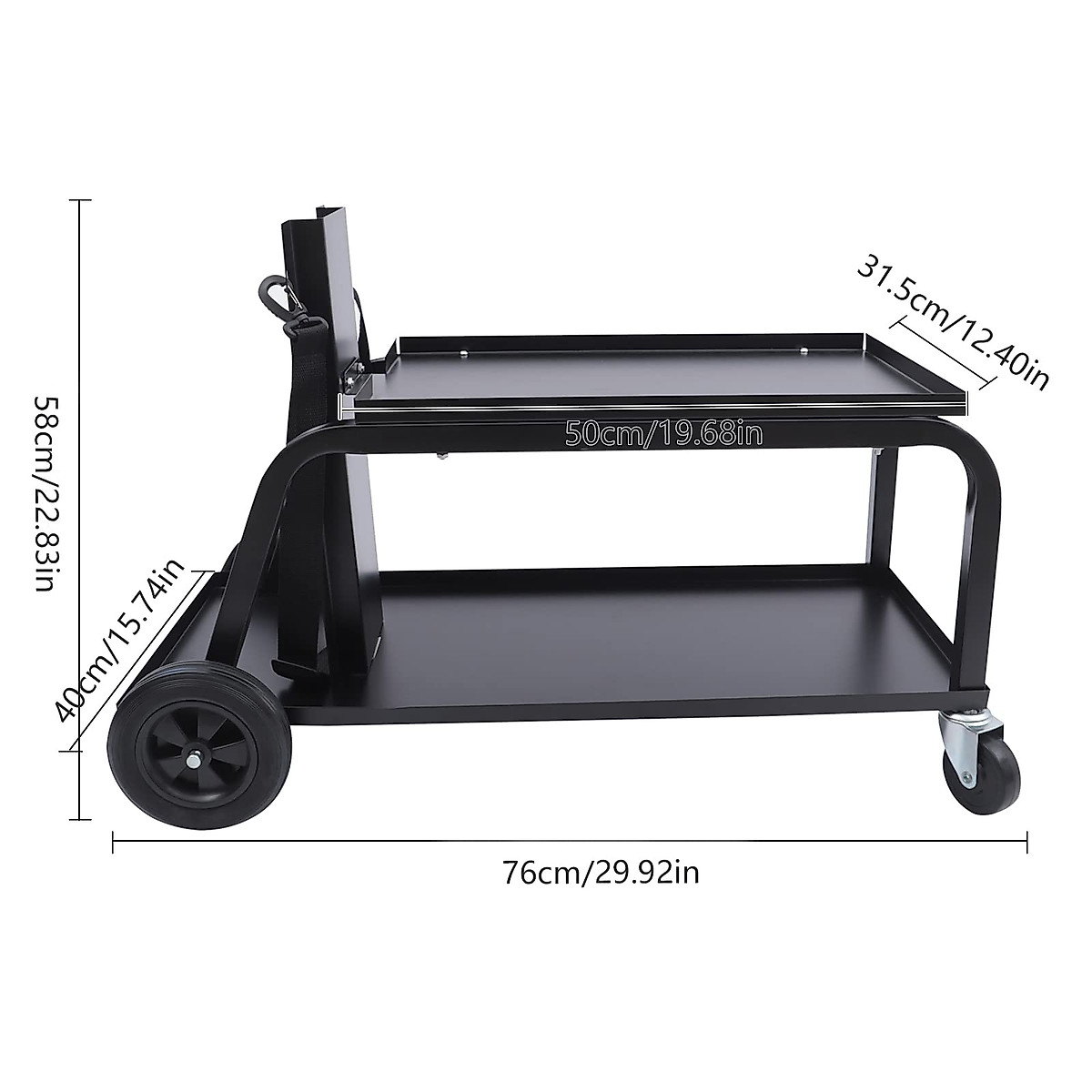 2 Tier Welding Cart on Wheels, Universal Mobile Welding Welder Cart Plasma Cutter Tank Storage MIG TIG ARC Plasma Cutter Welding Cart 110lbs Weight Capacity